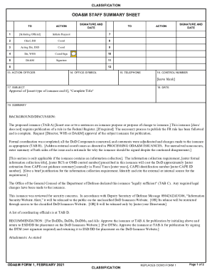 Fillable Online ODA&M STAFF SUMMARY SHEET Fax Email Print - pdfFiller