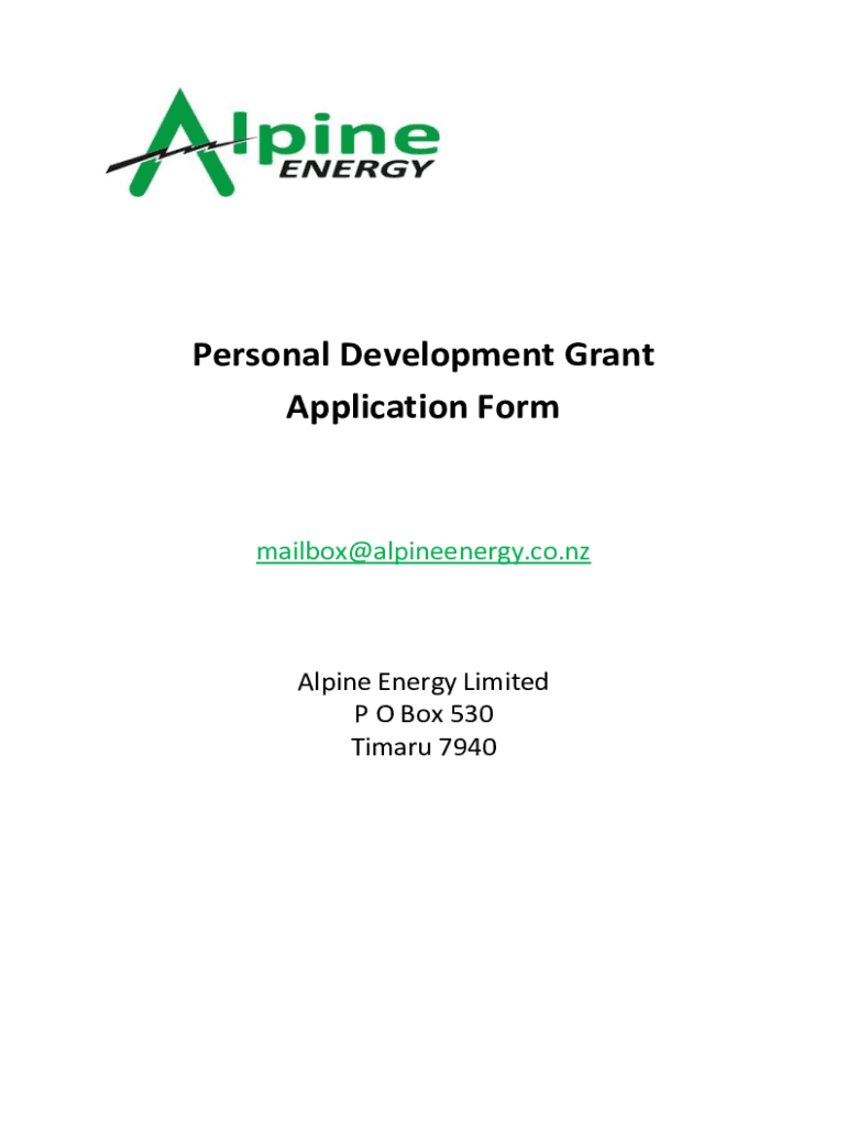 Fillable Online APPLICATION FORM PD. Personal Development Scholarship ...