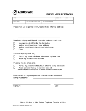 Fillable Online employees aerospace Military Leave Information Form Fax ...