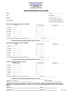 Fillable Online Annual Reconciliation Form for 2021 Fax Email Print ...