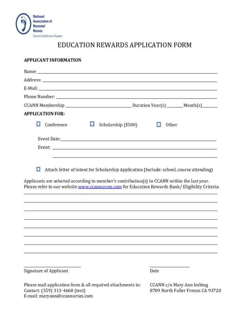 Fillable Online EDUCATION REWARDS APPLICATION FORM Fax Email Print - pdfFiller