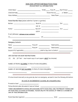 Fillable Online OFFICE INFORMATION FORM2.doc Fax Email Print - pdfFiller