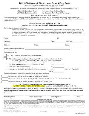 Fillable Online 2022 HISD Livestock Show - Lamb Order & Entry Form Fax ...