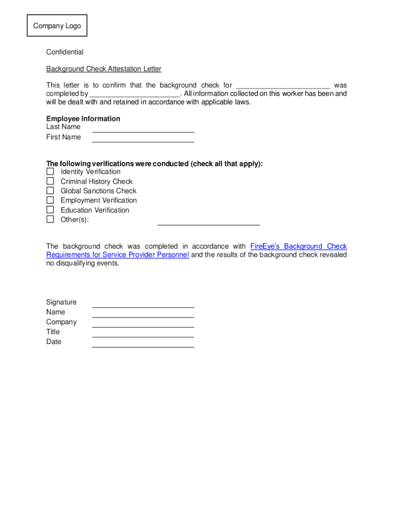 Fillable Online Background check attestation letter template Fax Email ...
