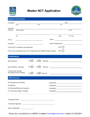 Fillable Online Master NCT Application Fax Email Print - pdfFiller