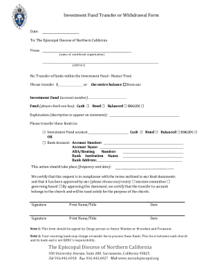Fillable Online Investment Fund Transfer or Withdrawal Form Fax Email ...