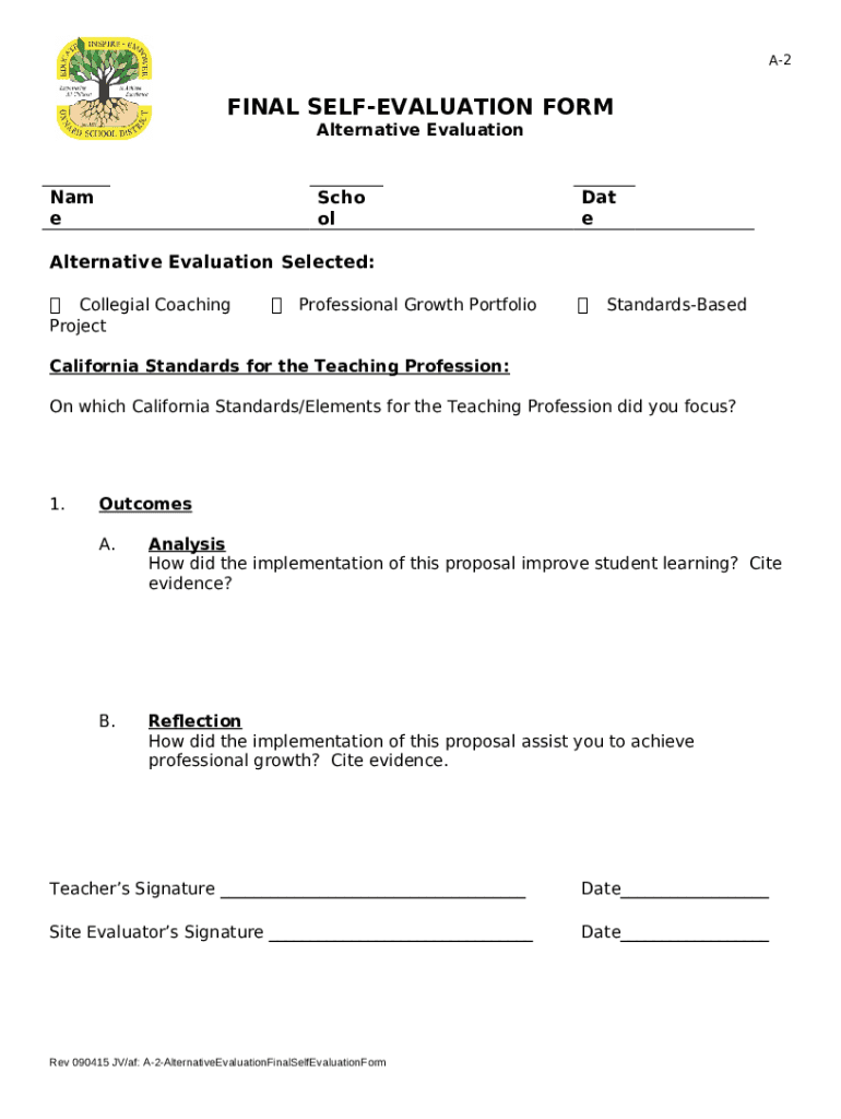 FINAL SELF-EVALUATION Doc Template | pdfFiller