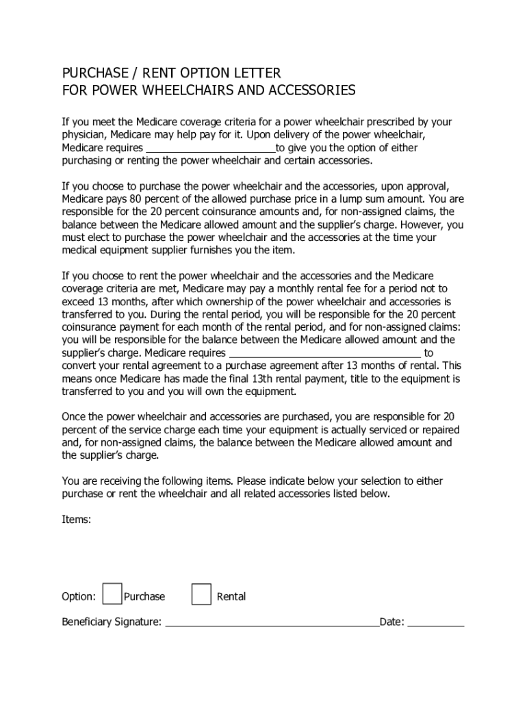 Fillable Online PURCHASE / RENT OPTION LETTER Fax Email Print - pdfFiller