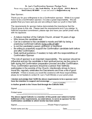 Fillable Online Leos Confirmation Sponsor Pledge Form Fax Email Print ...