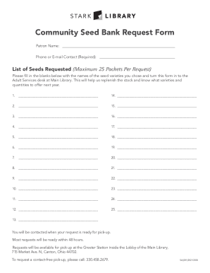Fillable Online Community Seed Bank Request Form Fax Email Print ...