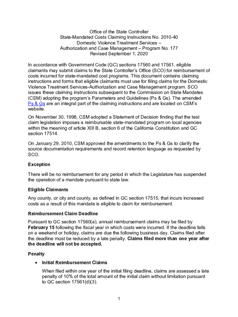 Fillable Online State Controllers Office Mandated Cost Manual ... - sco ...