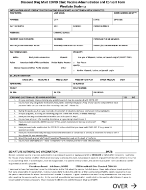 Fillable Online Discount Drug Mart COVID Clinic Vaccine Administration ...