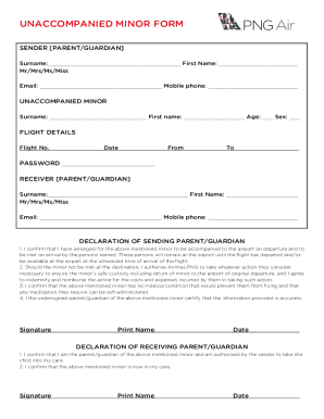 Fillable Online UNACCOMPANIED MINOR FORM.docx Fax Email Print - pdfFiller