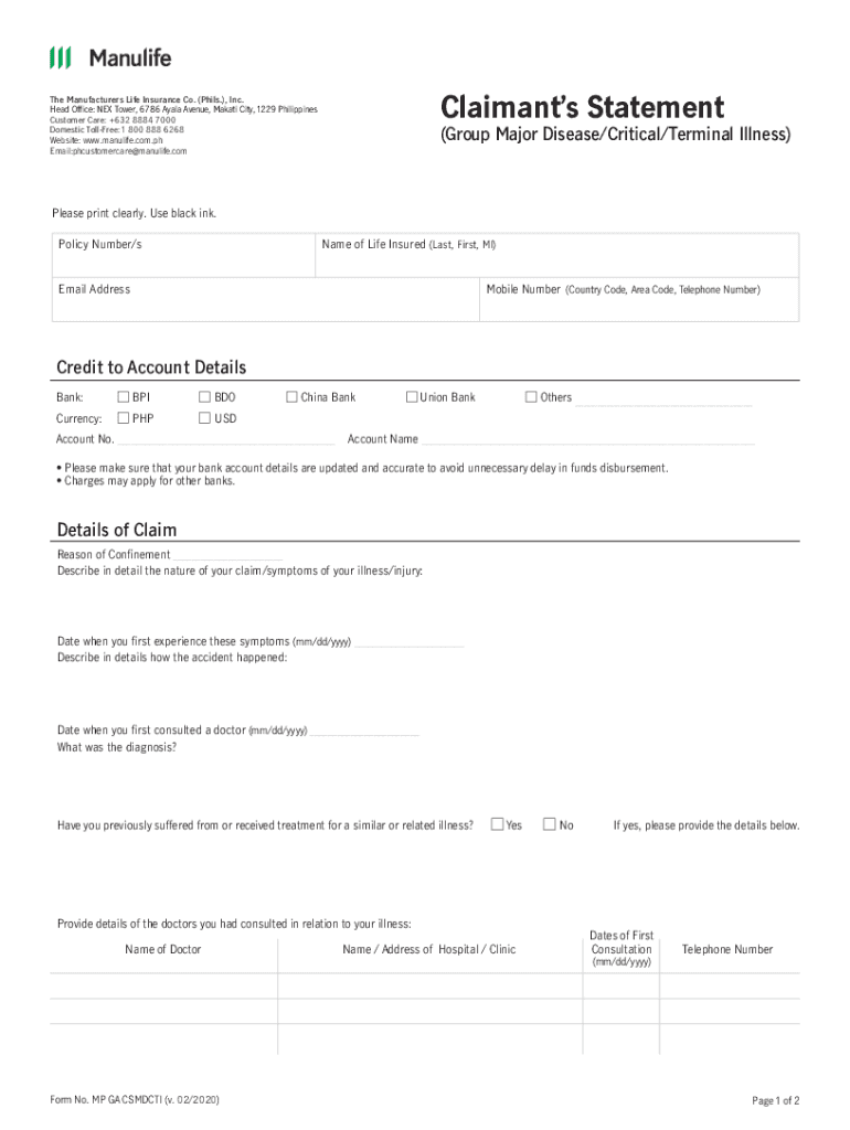 Fillable Online 4. CL Group Major Disease-Critical Terminal-Illness ...