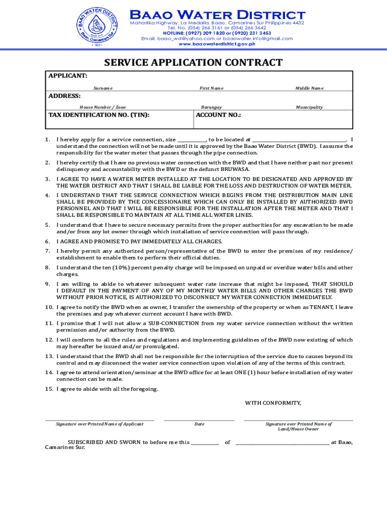 Fillable Online Baao Water District Fax Email Print - pdfFiller