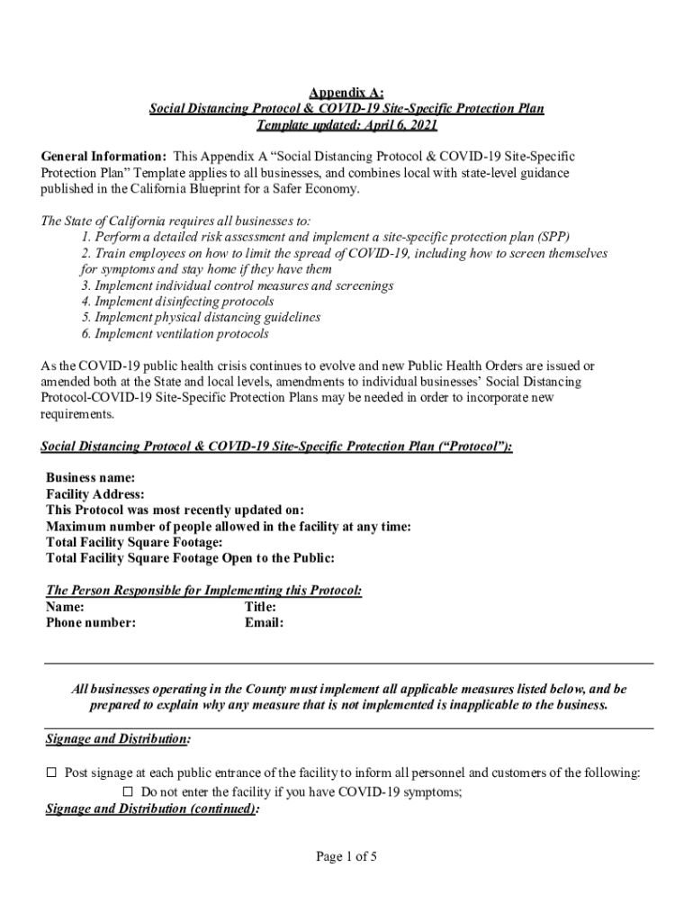 Fillable Online Social Distancing Protocol & COVID-19 Site-Specific ...