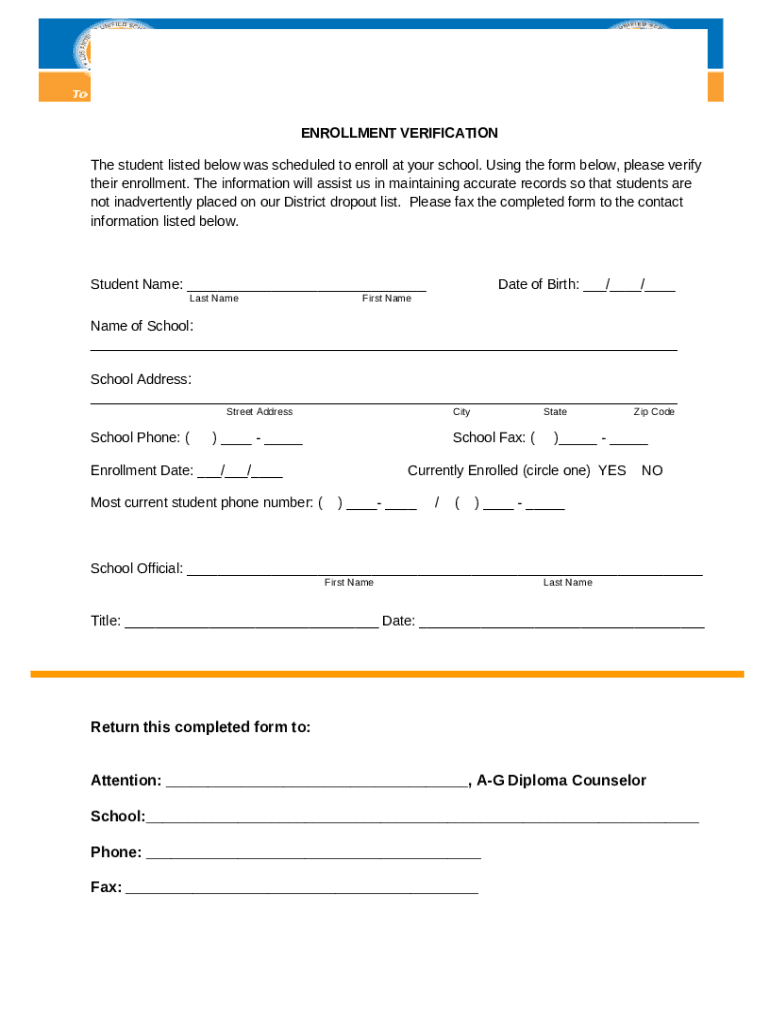 Enrollment verificationStudent records at ...