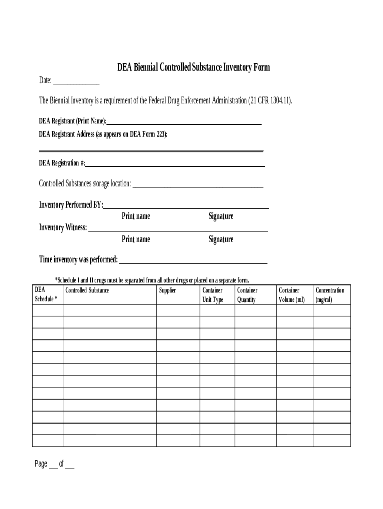 The Biennial Inventory is a requirement of the Federal Drug Enforcement ...