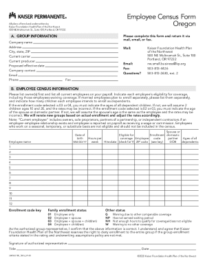 Fillable Online 2021 Employee Census Form Oregon Fax Email Print ...