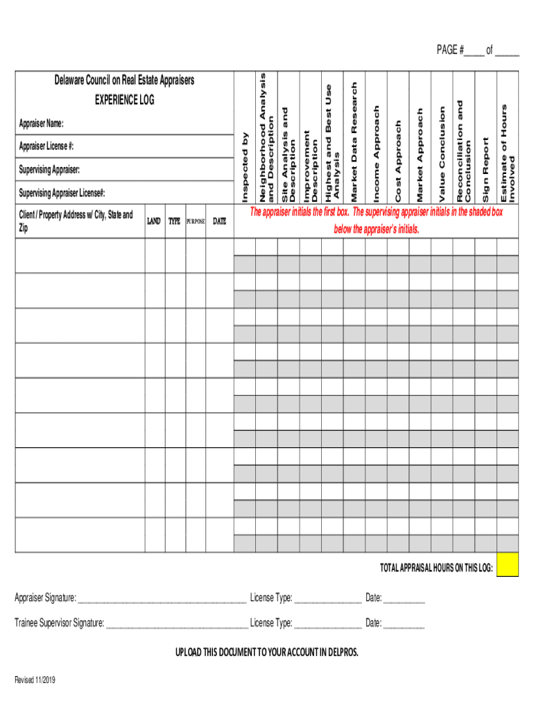 Fillable Online Appraiser Experience Log Fax Email Print - pdfFiller