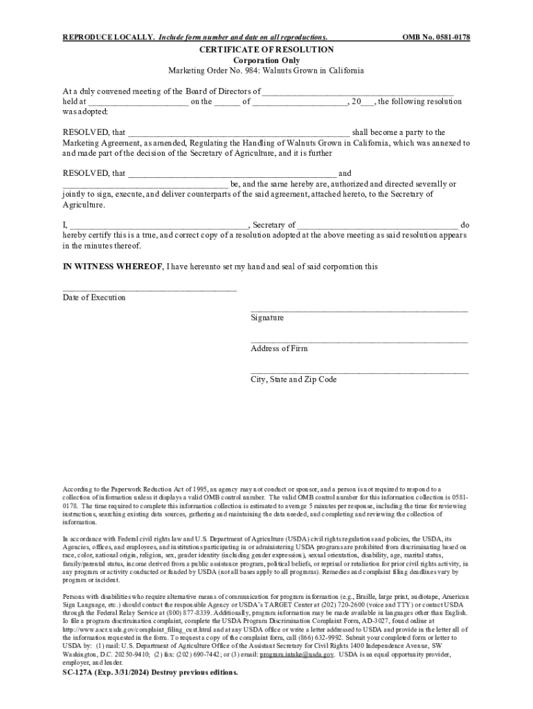 Fillable Online Certificate of Resolution (pdf) Fax Email Print - pdfFiller