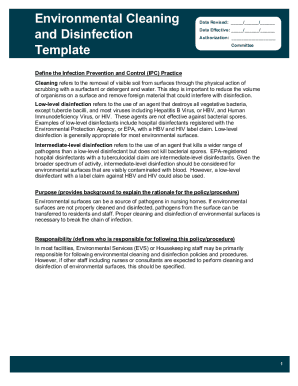 Fillable Online Environmental Cleaning and Disinfection Template Fax ...