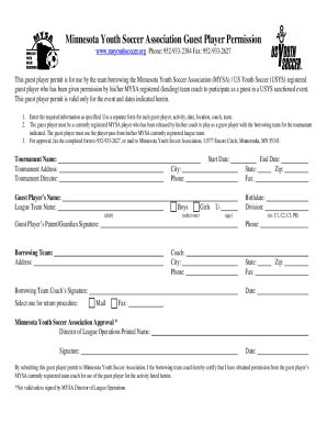 Fillable Online guest player who has been given permission by his/her ...