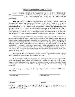 Fillable Online CO-SIGNER AGREEMENT/GUARANTEE Fax Email Print - pdfFiller