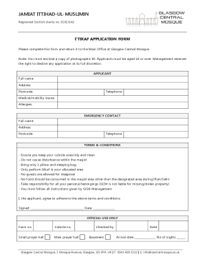 Fillable Online ITIKAF APPLICATION FORM Fax Email Print - pdfFiller