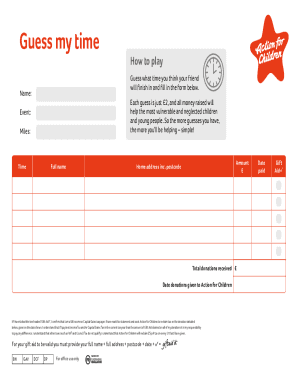 Fillable Online Guess my time Fax Email Print - pdfFiller