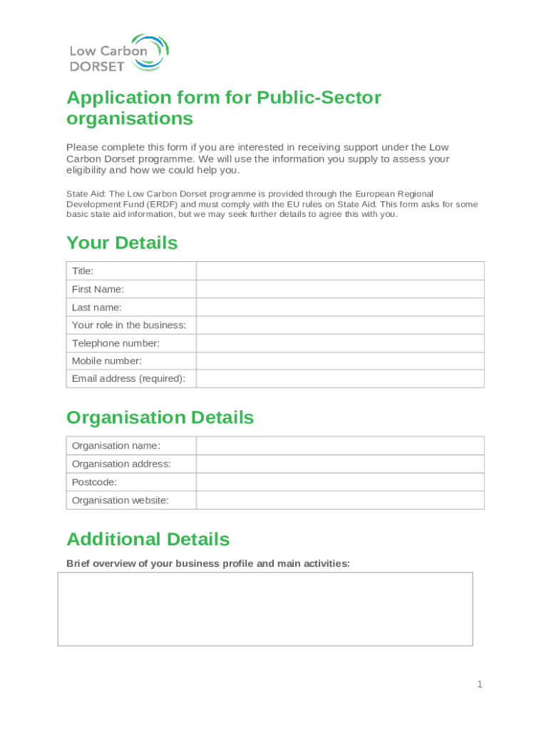 Application for Public-Sector organisations Doc Template | pdfFiller