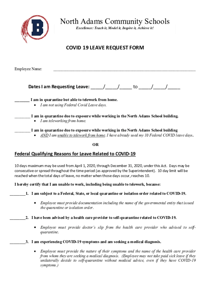 Fillable Online COVID-FFCRPA Paid Leave Request Form Fax Email Print ...