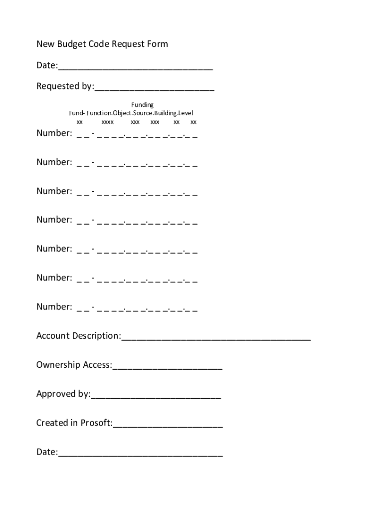 Fillable Online New Budget Code Request Form Fax Email Print - pdfFiller