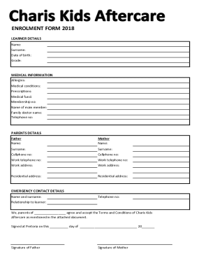Fillable Online Aftercare Application Form 2018.xlsx Fax Email Print ...