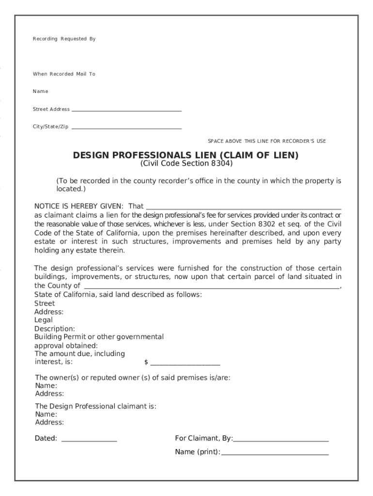 Design Professionals Lien - Claim of Lien (00140731).DOCX Doc Template ...