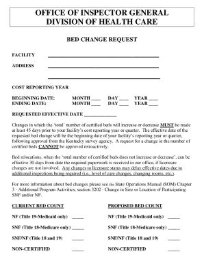 Fillable Online chfs ky Bed Change Request Form Fax Email Print - pdfFiller
