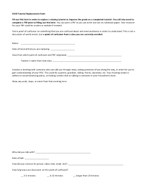 Fillable Online AVID Tutorial Replacement Form Fax Email Print - pdfFiller