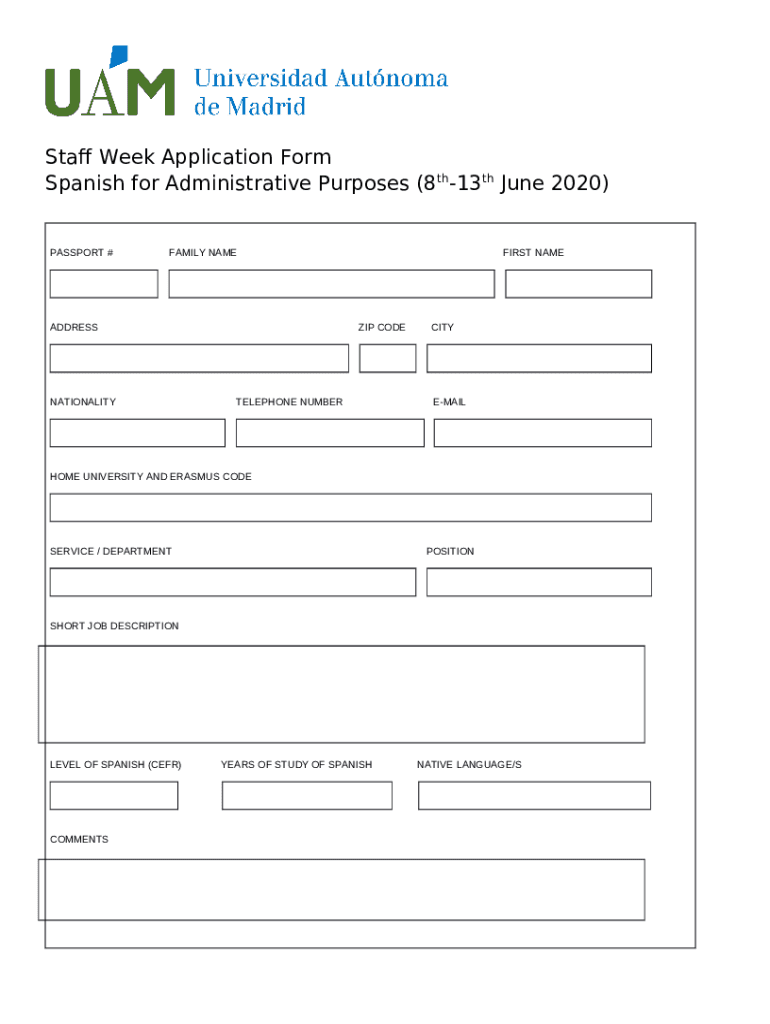 Staff Week Application Doc Template | pdfFiller