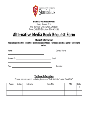 Alternative Media Book Request Non Doc Template | pdfFiller