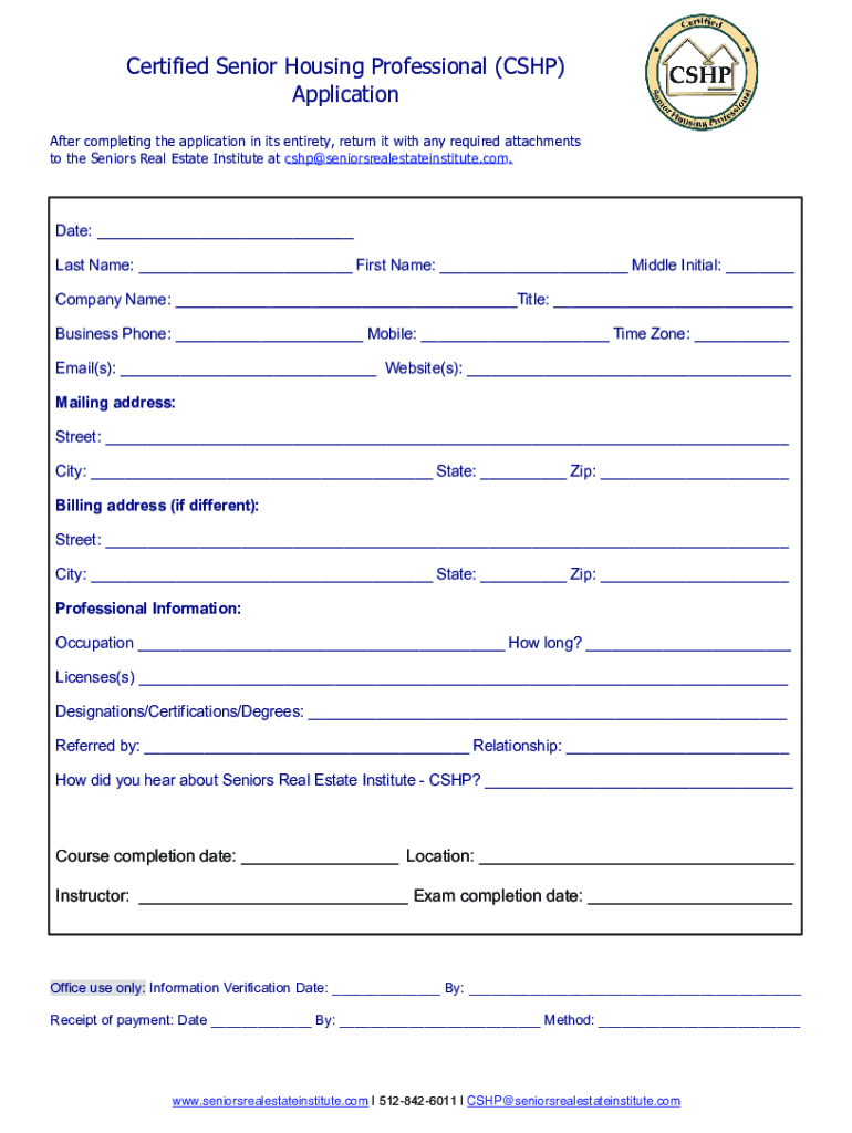 Fillable Online CSHP application Fax Email Print - pdfFiller