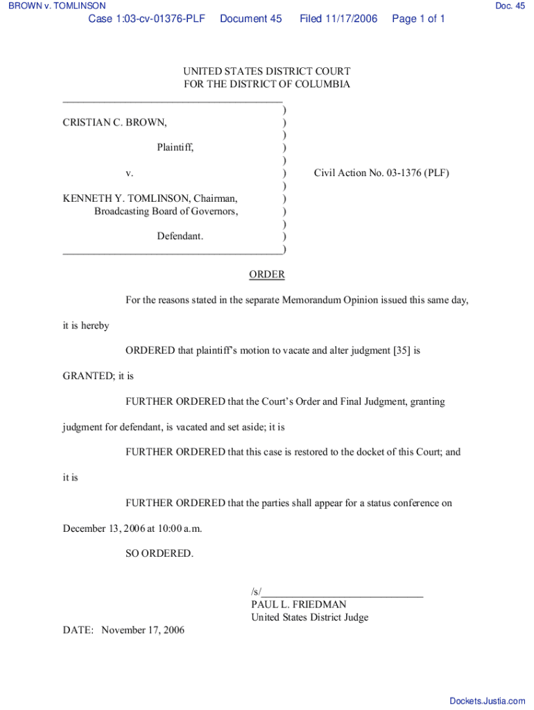 Fillable Online ORDER granting 35 plaintaiff's motion to vacate and ...