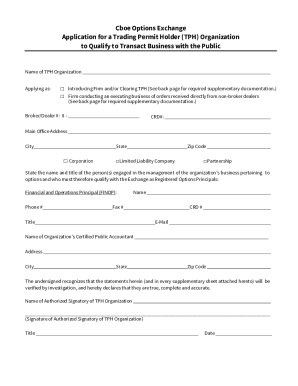 Fillable Online Application for a Trading Permit Holder (TPH ...