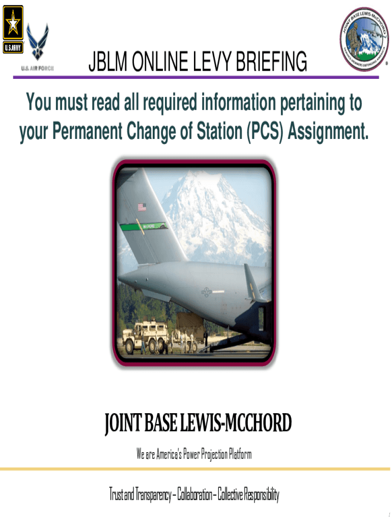 Fillable Online JBLM ONLINE LEVY BRIEFING - United States Army Fax ...