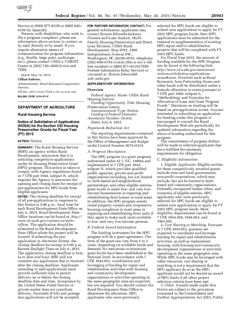 Fillable Online :: Notice of Solicitation of Applications (NOSA) for ...