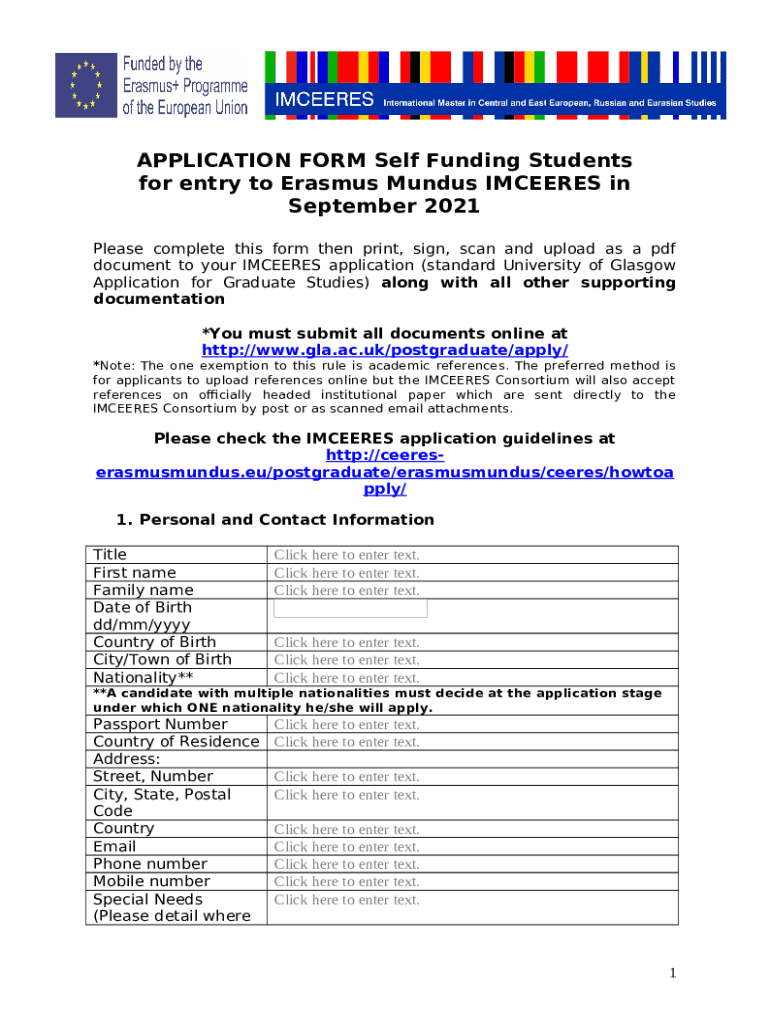 for entry to Erasmus Mundus IMCEERES in September 2021 Doc Template ...
