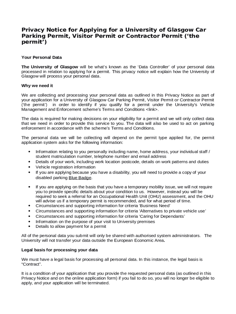 Privacy Notice for data provided in ... - University of Glasgow Doc ...