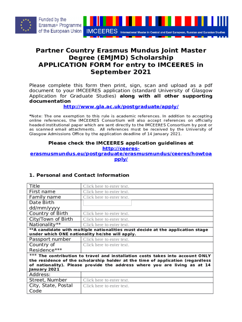 Erasmus Mundus Joint Master Degree (EMJMD) Student ... Doc Template ...