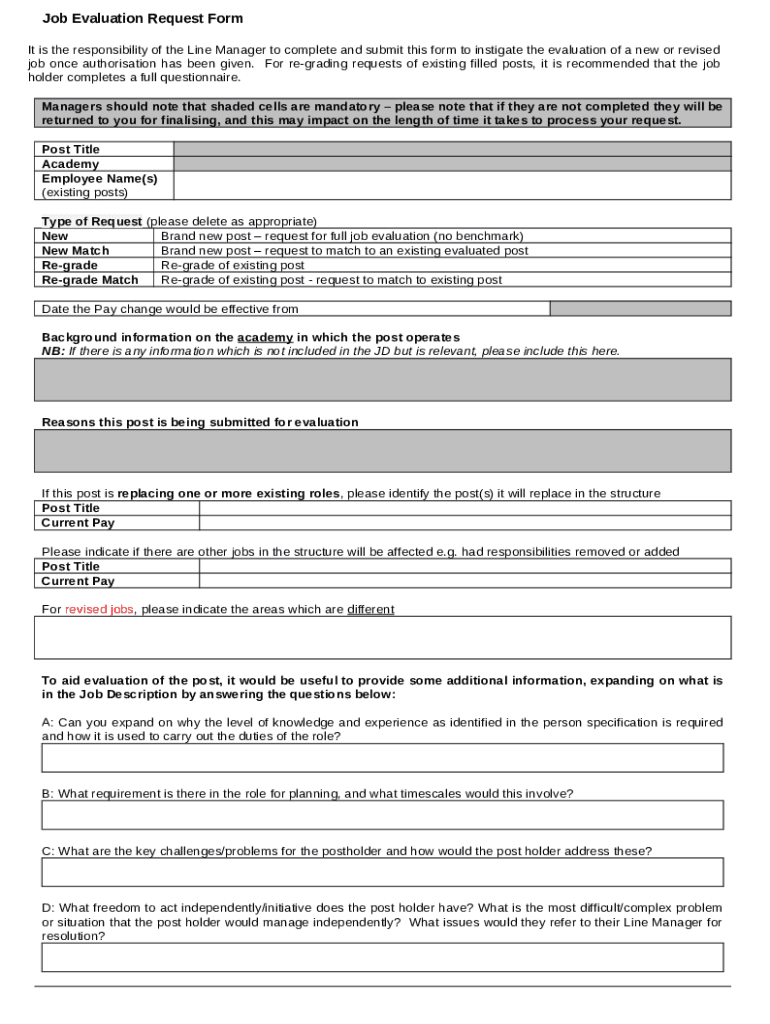 Job Evaluation Request - North Yorkshire County Council Doc Template ...
