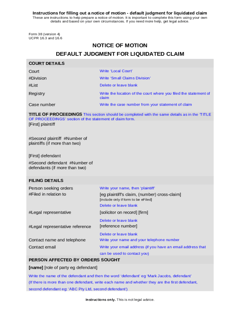 38 - Notice of motion Doc Template | pdfFiller