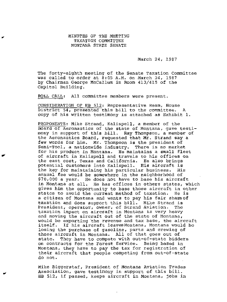 Fillable Online courts mt by Chairman George McCallum in Room 413/415 ...